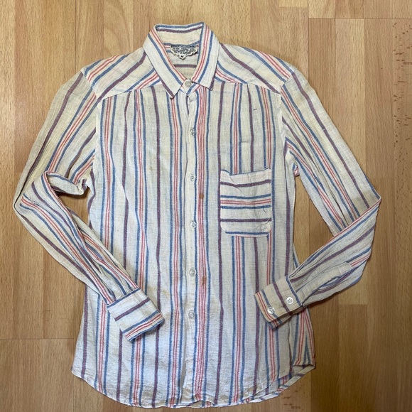 Vintage | Tops | Vintage 7s Striped Button Up | Poshmark